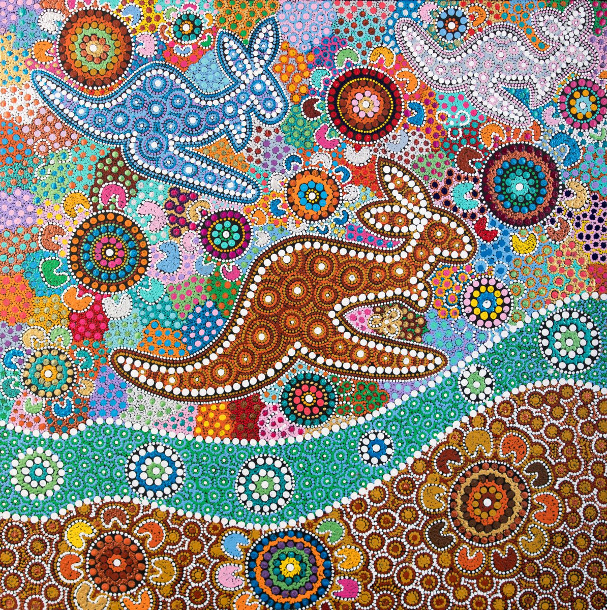 Kangaroo Dreaming 2 - Art Print on Canvas – Wiradjuri Art